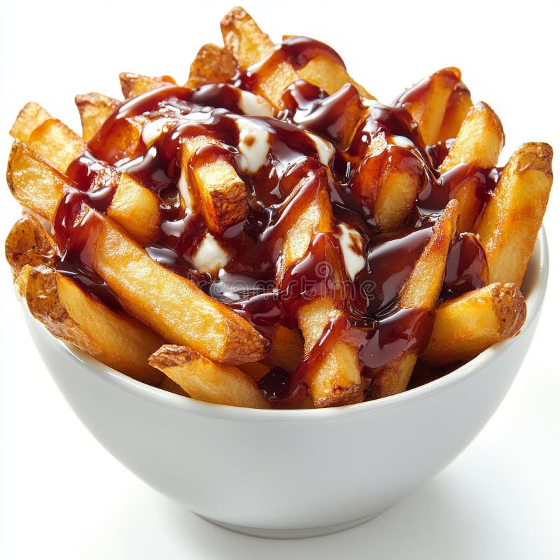 A Modern Illustration of a Poutine Bowl, Set Against a Transparent ...