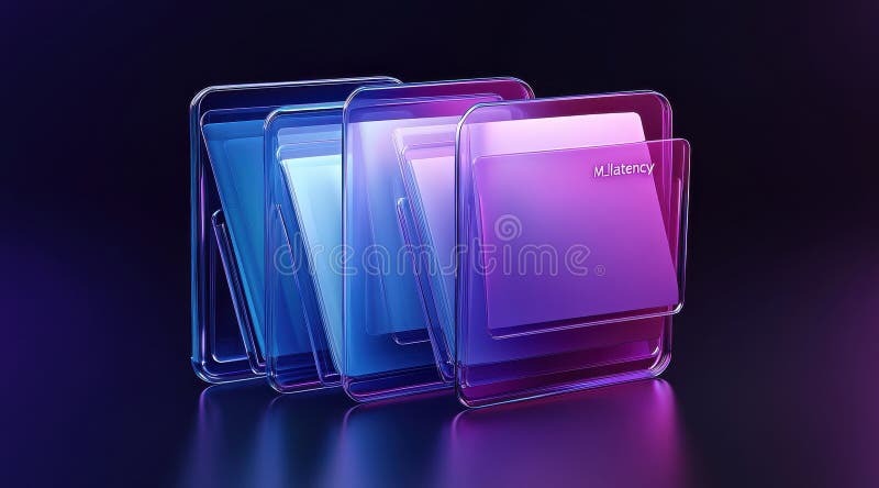 Futuristic Digital Graphic Featuring Layered Transparent Panels with ...