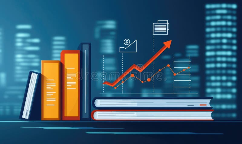 A Modern Illustration Showcasing Books and a Rising Graph, Symbolizing ...