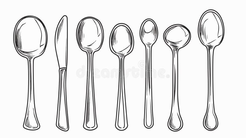 Modern Spoon Outline Illustration for Creative Design Projects Stock ...