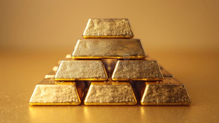 Modern Illustration of a Stack of Shiny Gold Ingots, Bars. Concept of ...
