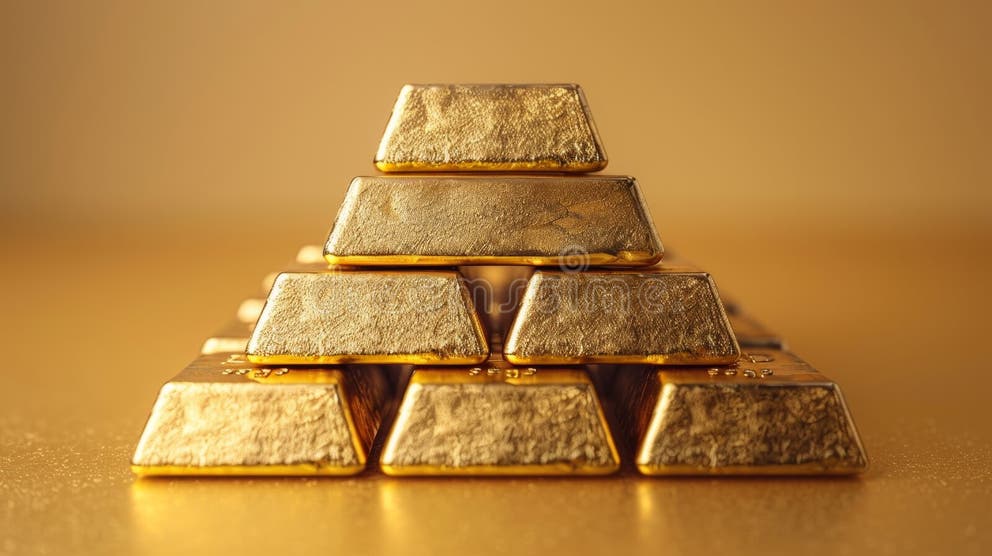 Modern Illustration of a Stack of Shiny Gold Ingots, Bars. Concept of ...