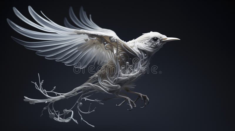 Modern Illustration of a Surreal Bird with Open Wings. Stock ...