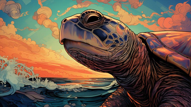 Modern Illustration of a Turtle. Close-up Portrait Style Stock ...