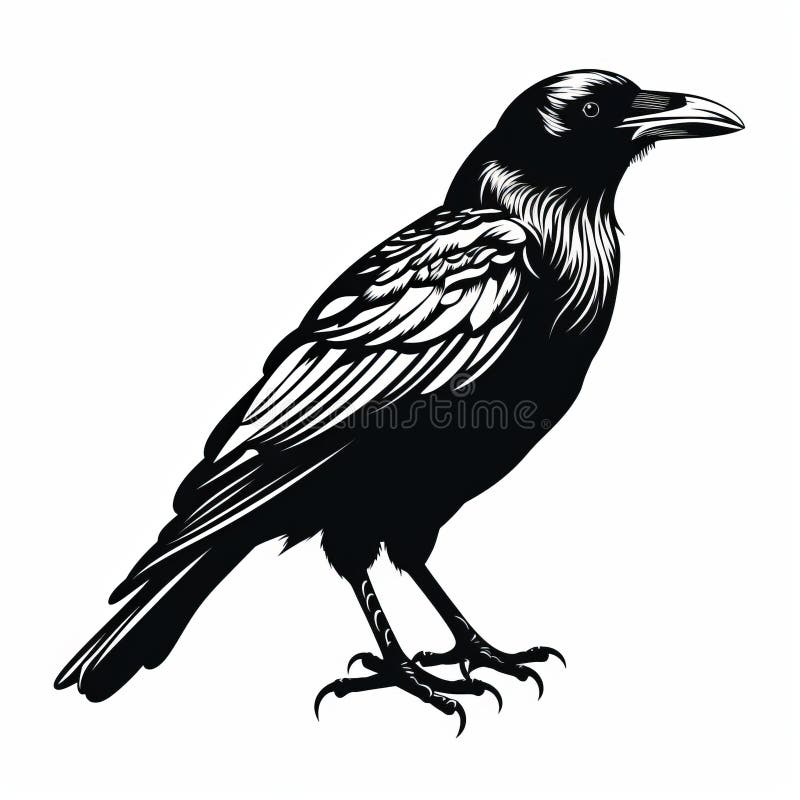 Modern Illustrations of Crow: Hand Drawn Vector Image in the Style of ...