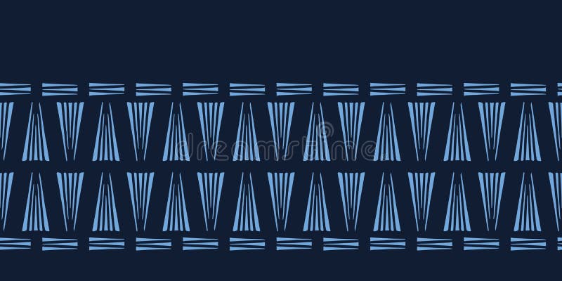 Modern Indigo Blue Geometric Hand Drawn Triangles Border Pattern ...