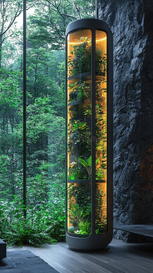 Modern Indoor Air Purification System Featuring Lush Greenery ...