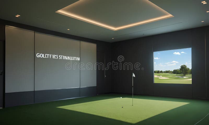 Modern Indoor Golf Training Facility Features Large Projection Screen ...