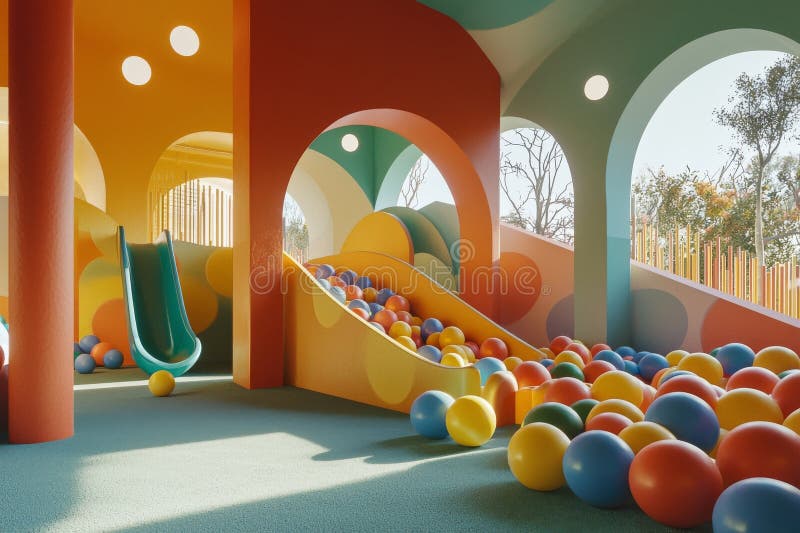 Modern Indoor Playground Equipped Slide Balls Kids Stock Photos - Free ...