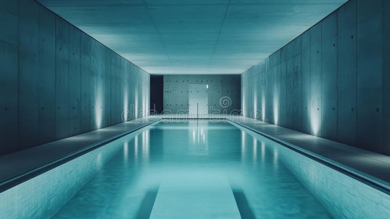 Modern Indoor Pool in Concrete Architecture Stock Illustration ...
