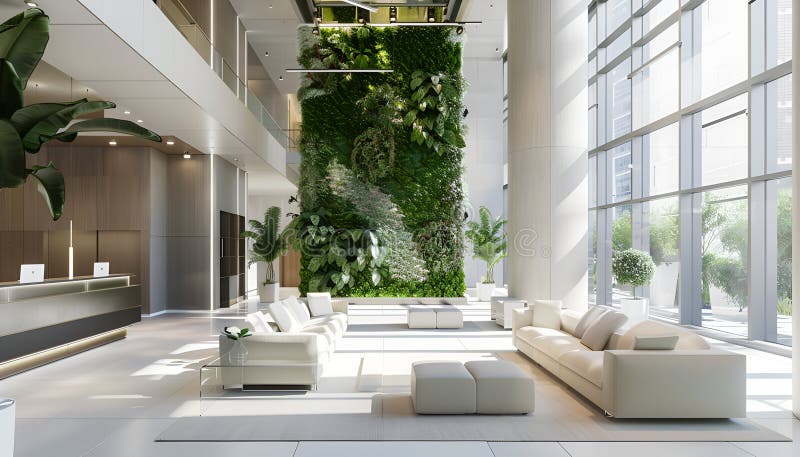 Modern Indoor Space with Vertical Garden, Natural Light, and Clean ...