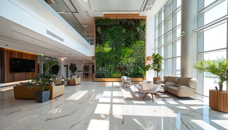 Modern Indoor Space with Vertical Garden, Natural Light, and Clean ...