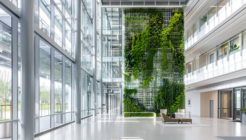 Modern Indoor Space with Vertical Garden, Natural Light, and Clean ...