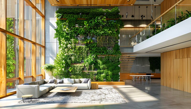 Modern Indoor Space with Vertical Garden, Natural Light, and Clean ...