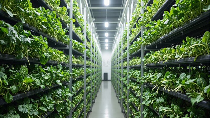 Modern Indoor Vertical Farm with Kale Spinach and Efficient Irrigation ...
