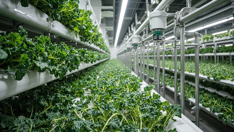 Modern Indoor Vertical Farm with Kale Spinach and Efficient Irrigation ...