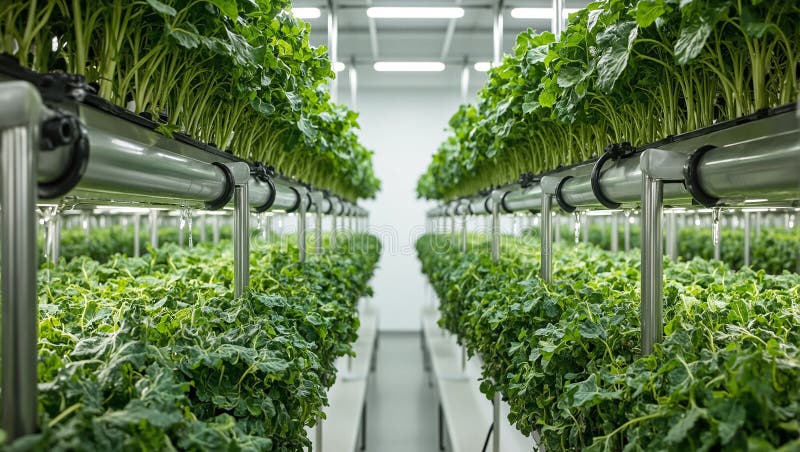 Modern Indoor Vertical Farm with Kale Spinach and Efficient Irrigation ...