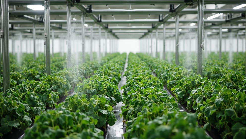 Modern Indoor Vertical Farm with Kale Spinach and Efficient Irrigation ...
