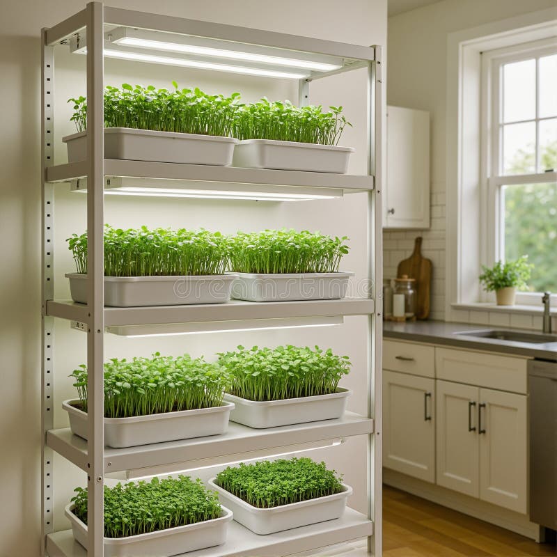 Modern Indoor Vertical Farm for Microgreens Stock Photo - Image of ...