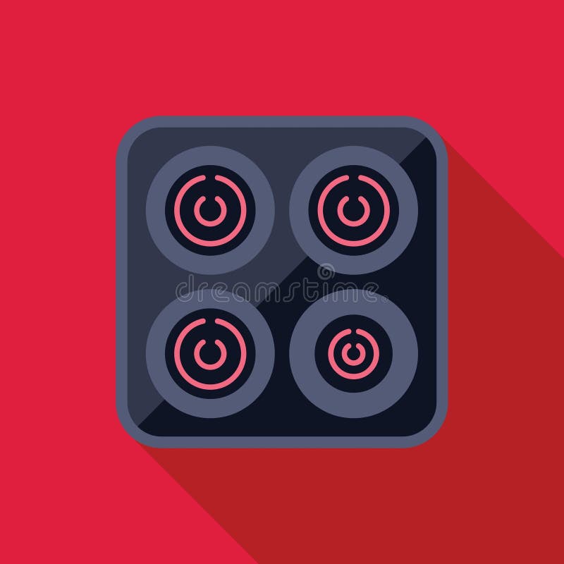 Modern Induction Cooktop with Four Burners on Red Background Stock ...
