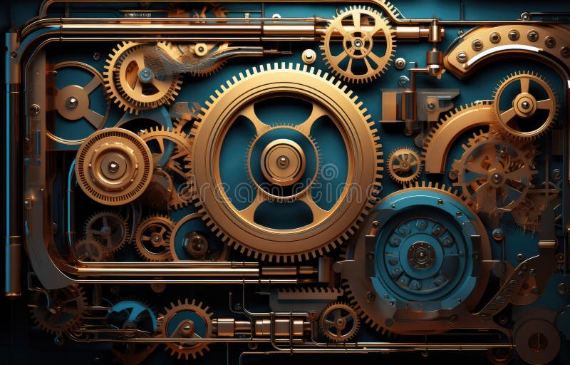 Modern Industrial Abstract Evolution of Manufacturing Mechanical Gears ...