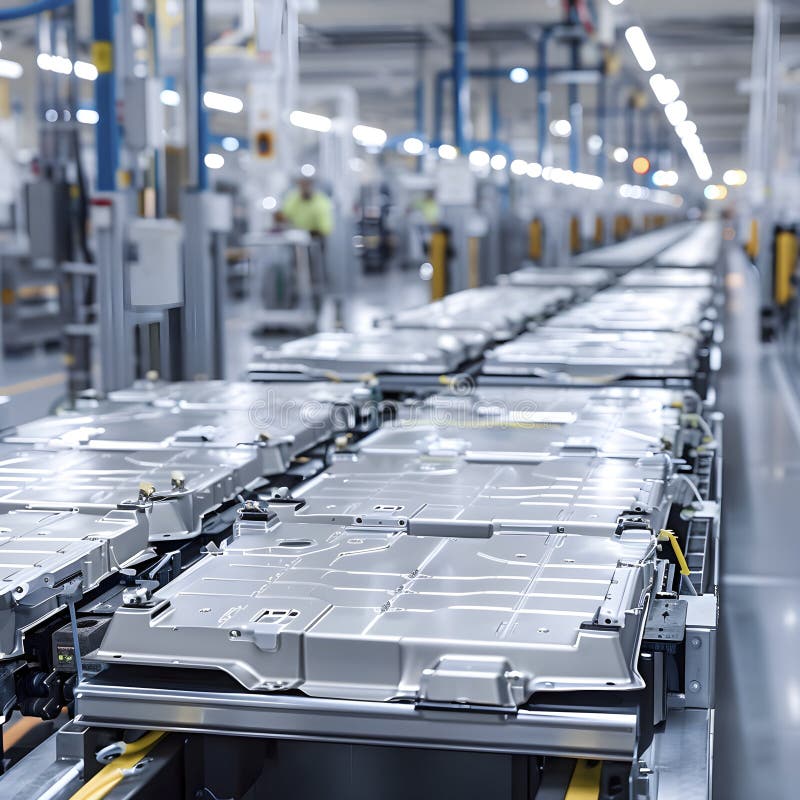 Automated Assembly Line for Electric Vehicle Batteries Stock Photo ...