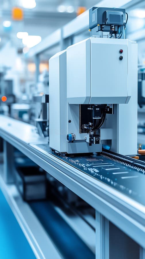 Modern Industrial Automation with Robotics Assembling Circuit Boards ...