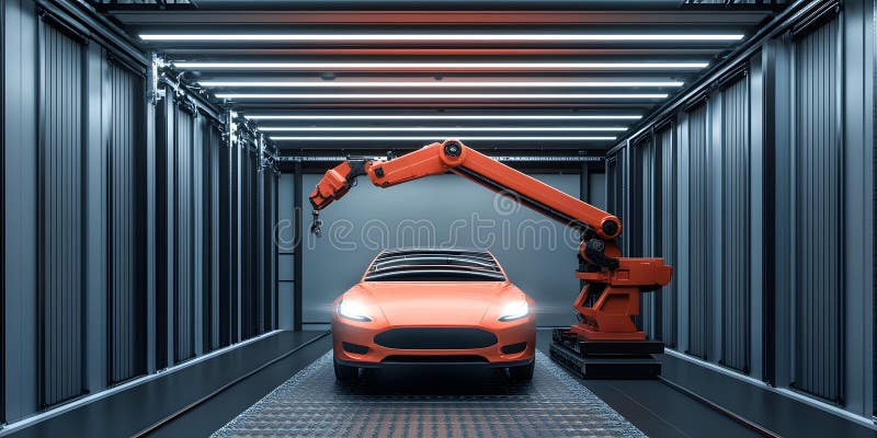 Modern Industrial Automation Scene Stock Illustration - Illustration of ...