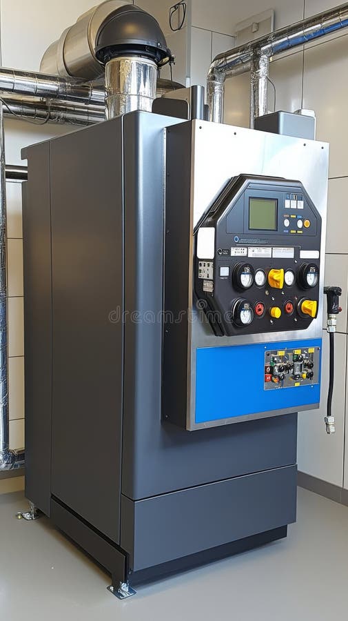 Modern Industrial Boiler System in a Utility Room with Advanced ...