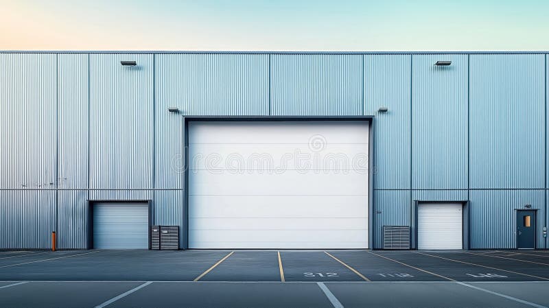 Modern Industrial Building Exterior with Blank Signage. Large Empty ...