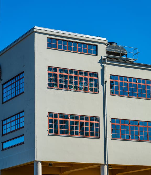 Modern Industrial Building with Large Grid Windows.. Stock Image ...