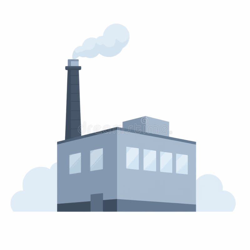Modern Industrial Building with Smokestack Emitting Vapor Stock Photo ...