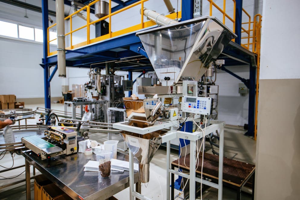 Modern Industrial Coffee Packaging Machine Stock Photo - Image of ...