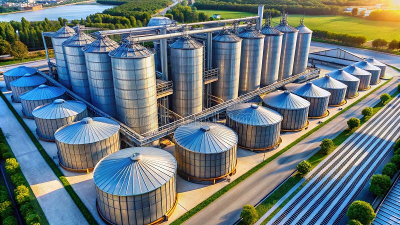 Modern Industrial Complex: Aerial View of High-Tech Warehouse with ...