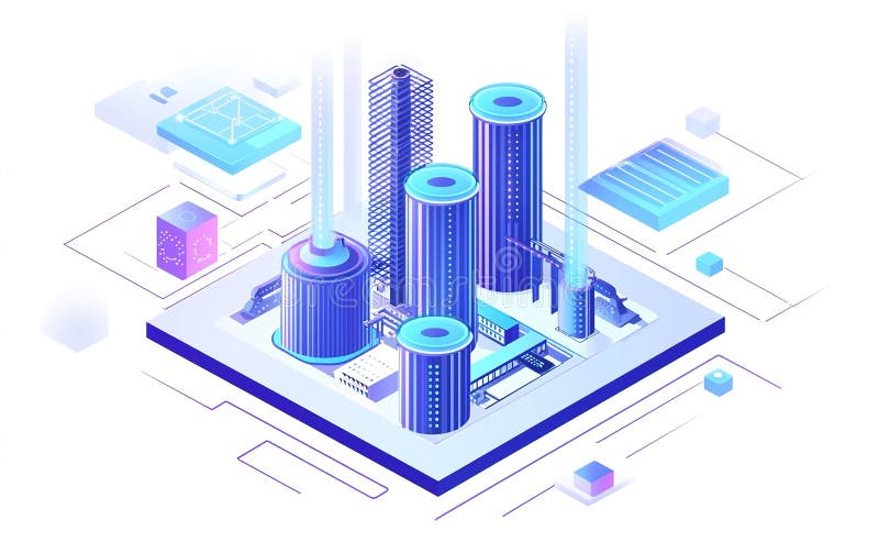 Modern Industrial Complex Illustration Showcasing Advanced Facilities ...