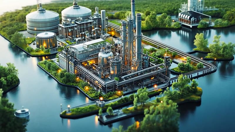 Industrial Facility Situated on an Island with Waterway Access ...