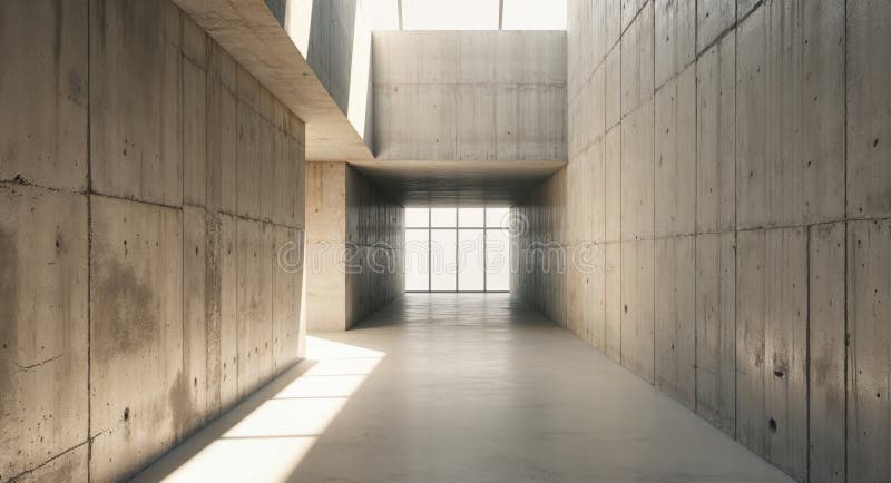 Modern Industrial Concrete Hallway with Natural Light and Textured ...