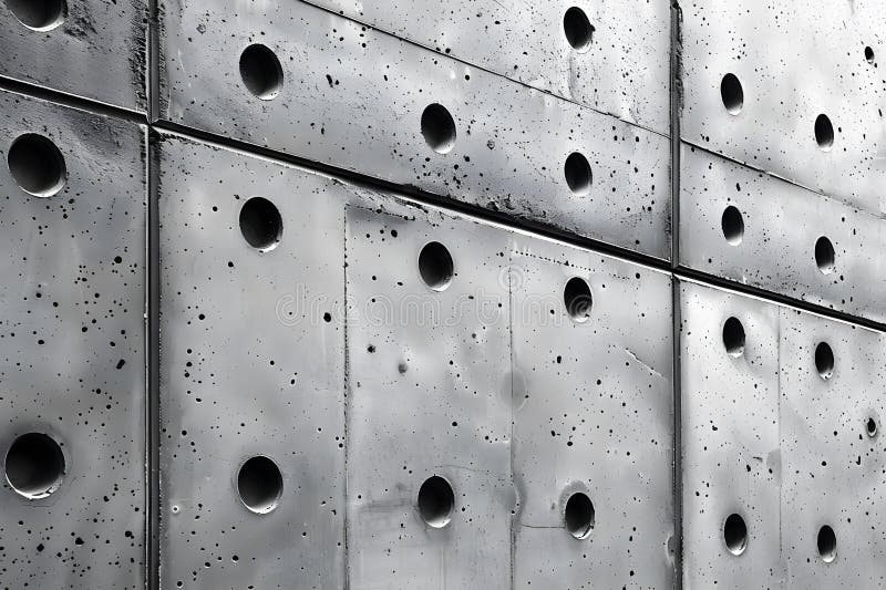 Modern Industrial Concrete Wall with Circular Patterns for ...