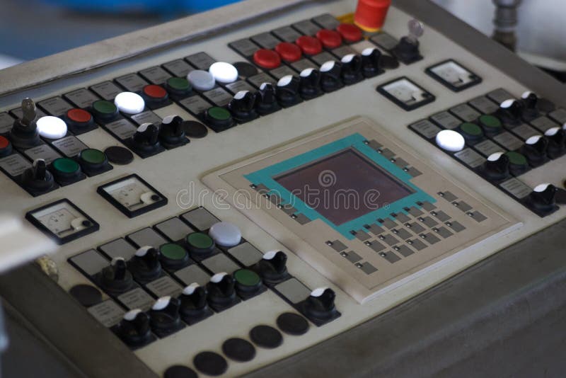 Modern Industrial Control Panel with Buttons Stock Photo - Image of ...