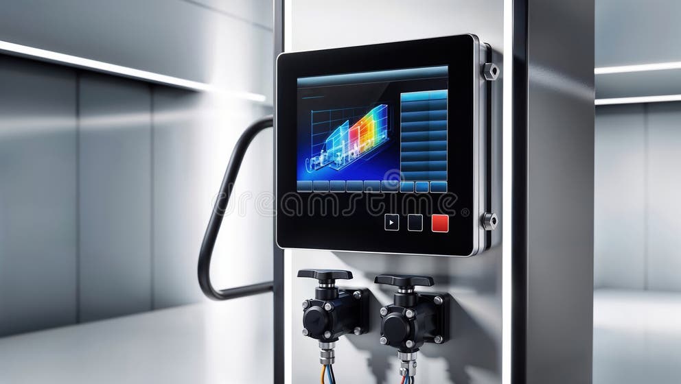 Modern Industrial Control Panel with Digital Display in a Clean High ...