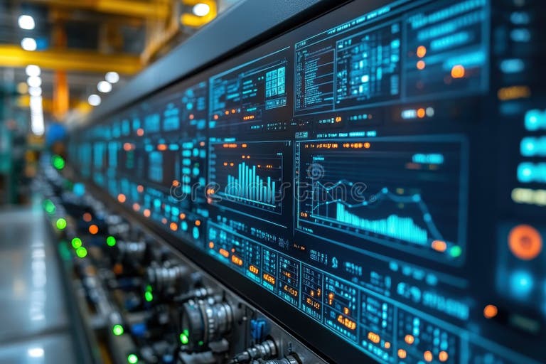 Modern Industrial Control Panel Displaying Data Analytics and ...