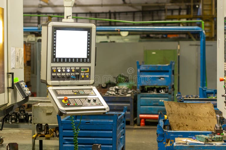 Modern Industrial Control Panel with a Keyboard and Touch Screen Stock ...
