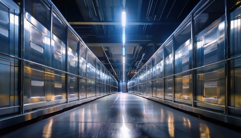 Modern Industrial Corridor Showcasing Sleek Design Stock Image - Image ...