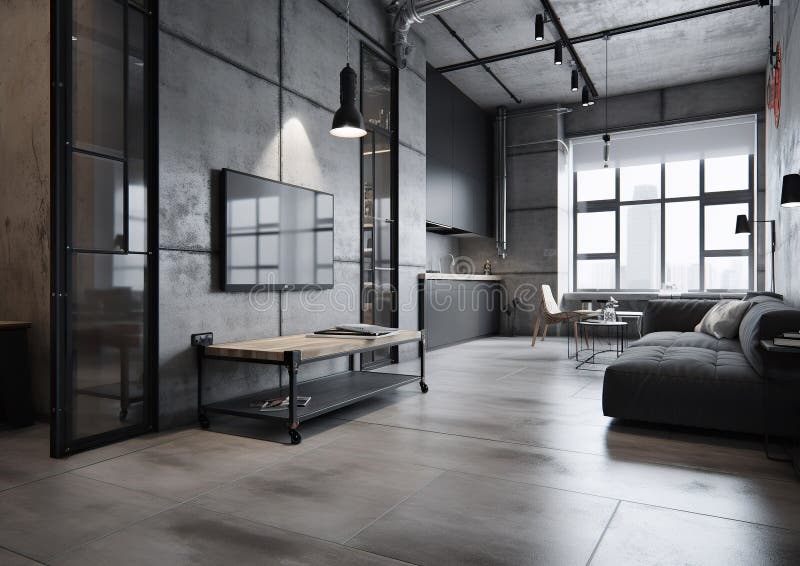 Modern Industrial Design. Beautiful Interior. Generative AI Stock ...