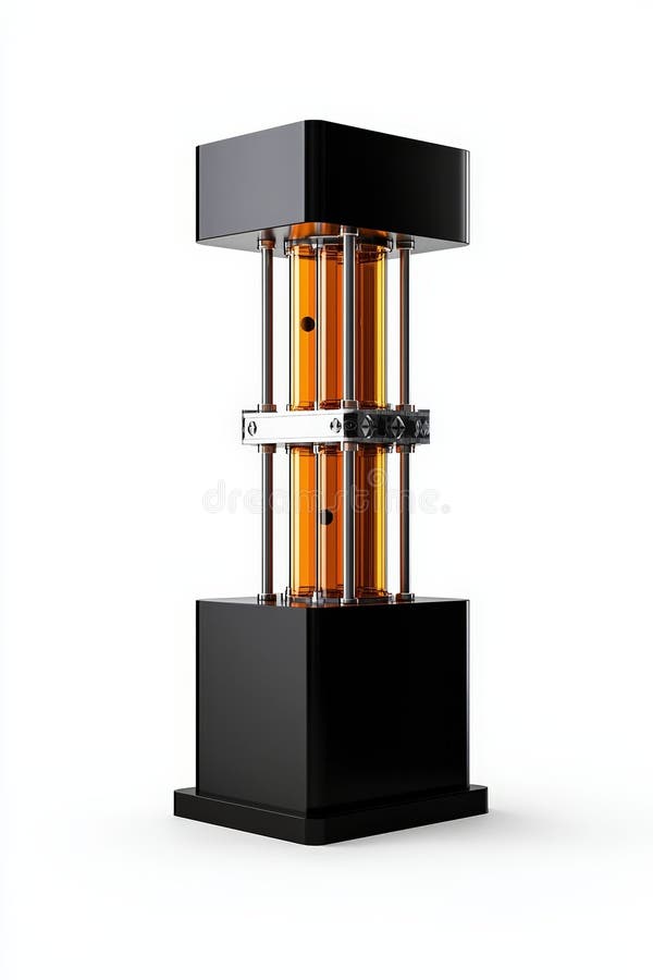 Modern Industrial Design Display with Transparent Cylinders and Black ...