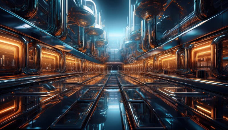 Modern Industrial Design Features Illuminated Pathways Stock Image ...