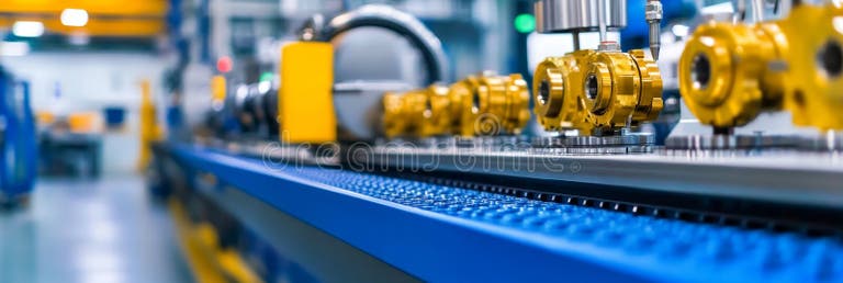Modern Industrial Engine Production Line with Machinery Components a ...