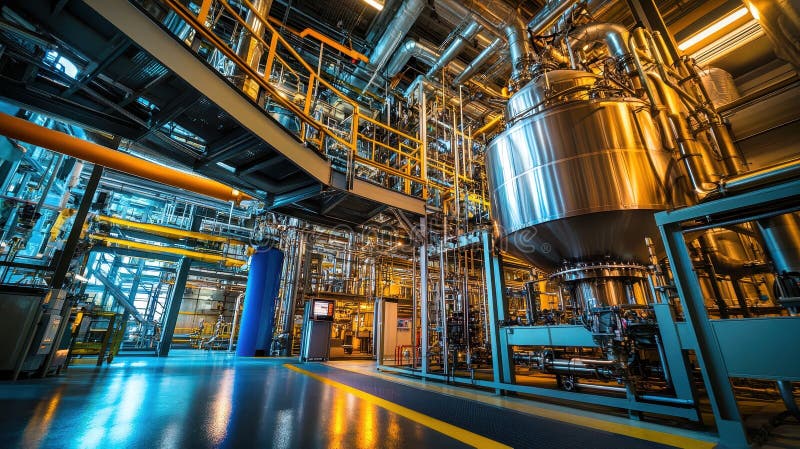 A Modern Industrial Facility with Complex Machinery and Pipelines for ...