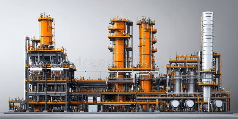Large Industrial Plant with Orange and Gray Structures Showcasing ...