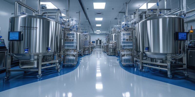 Modern Industrial Facility Featuring Large Stainless Steel Fermentation ...